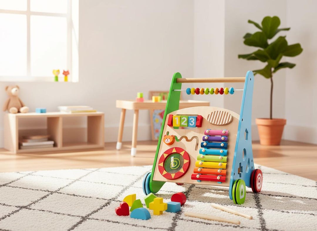 Montessori Wooden Baby Walker – Activity Center, Adjustable Speed - Etsy