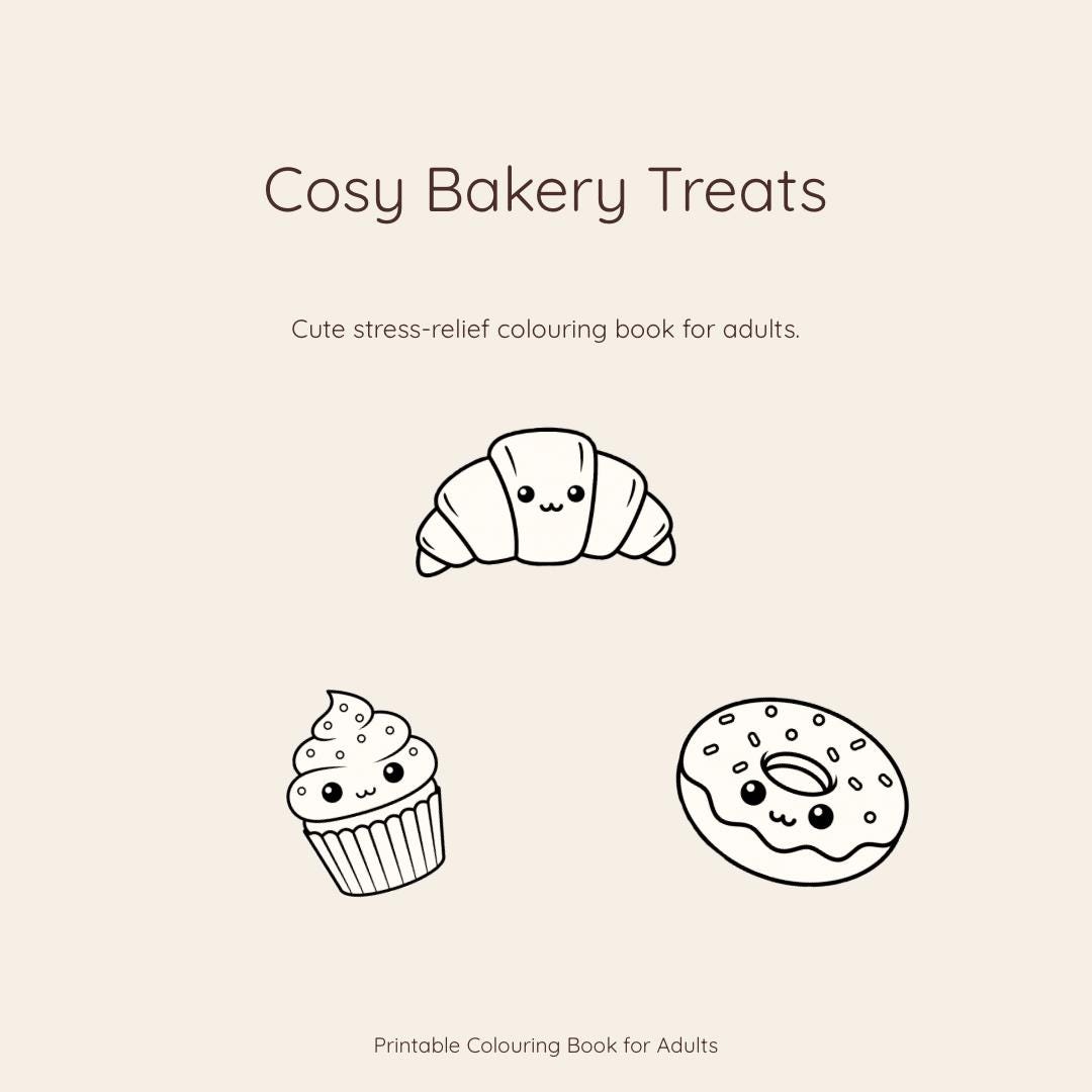 Cute Bakery Colouring Book Printable | Pastry & Dessert Colouring Pages ...