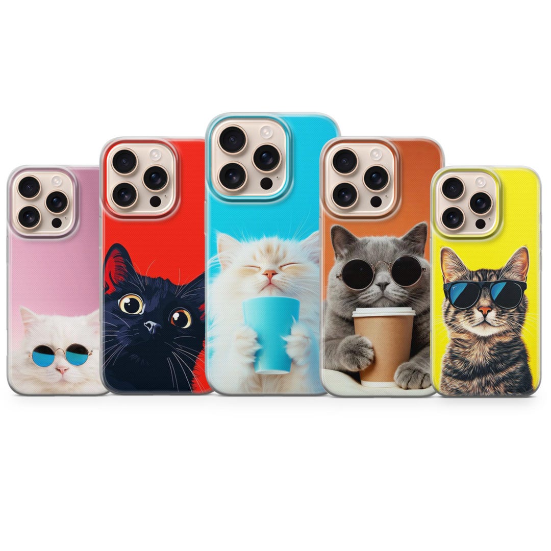 Funny Cat Phone Case Sunglasses Kitten Cover for iPhone 17 Pro Max, 16e ...