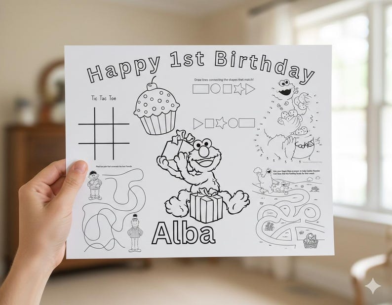 Sesame Street Elmo Custom Birthday Activity Coloring Page - Etsy