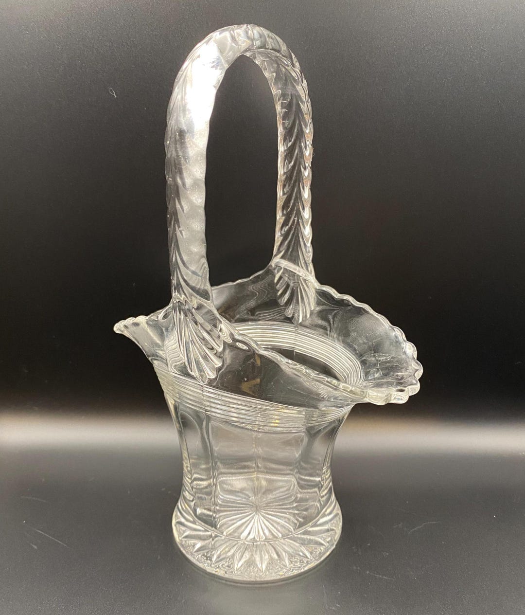 Vintage Duncan & Miller Clear Crystal Bride's Basket, Vase - Etsy