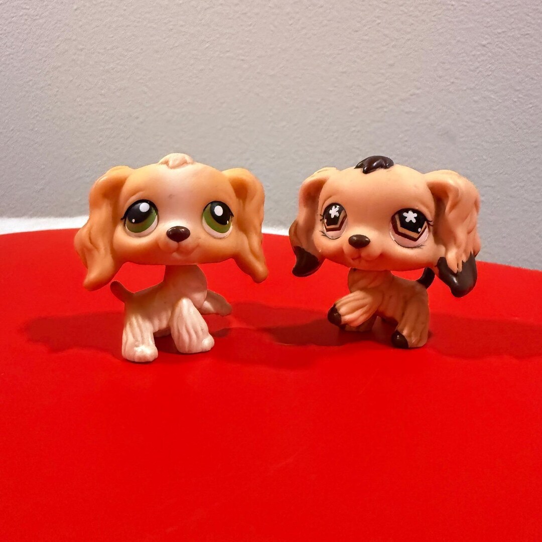 RARE Gen 1 Littlest Pet Shop Toy 575 AND 79 Brown Tan Cocker Spaniels ...