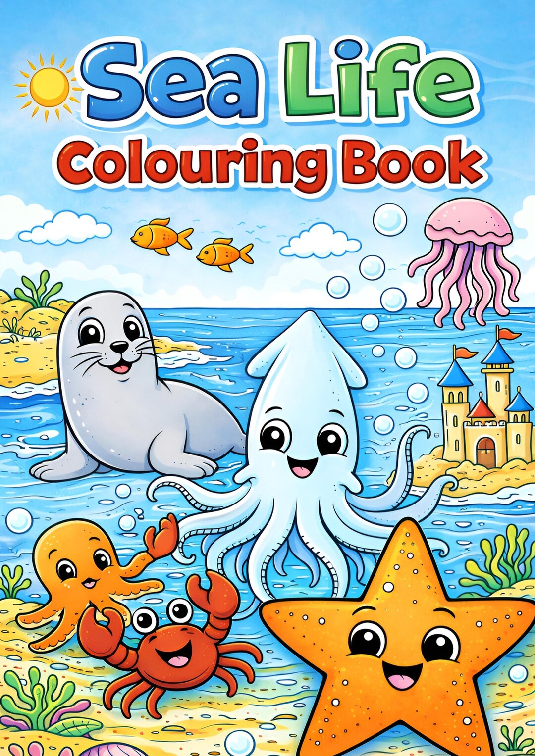 A4 Printable Sea Life Colouring Pages - 10 Page Book Activity for Kids ...