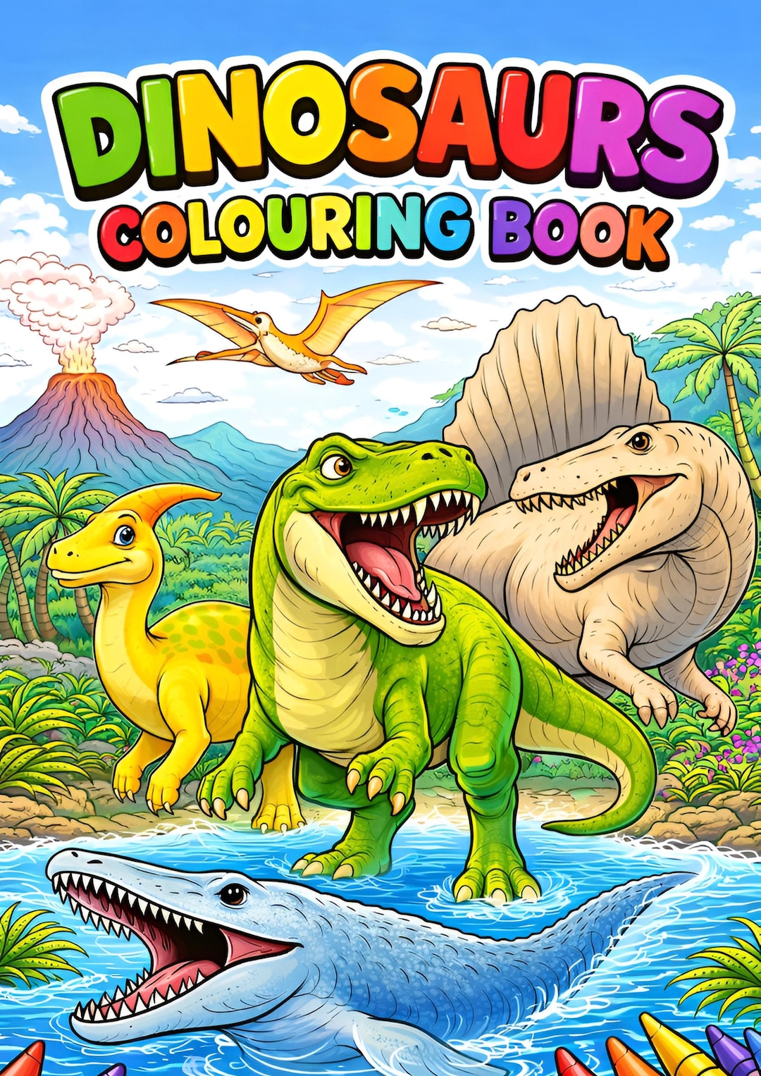 A4 Printable Dinosaurs Colouring Pages - 10 Page Book Activity for Kids ...