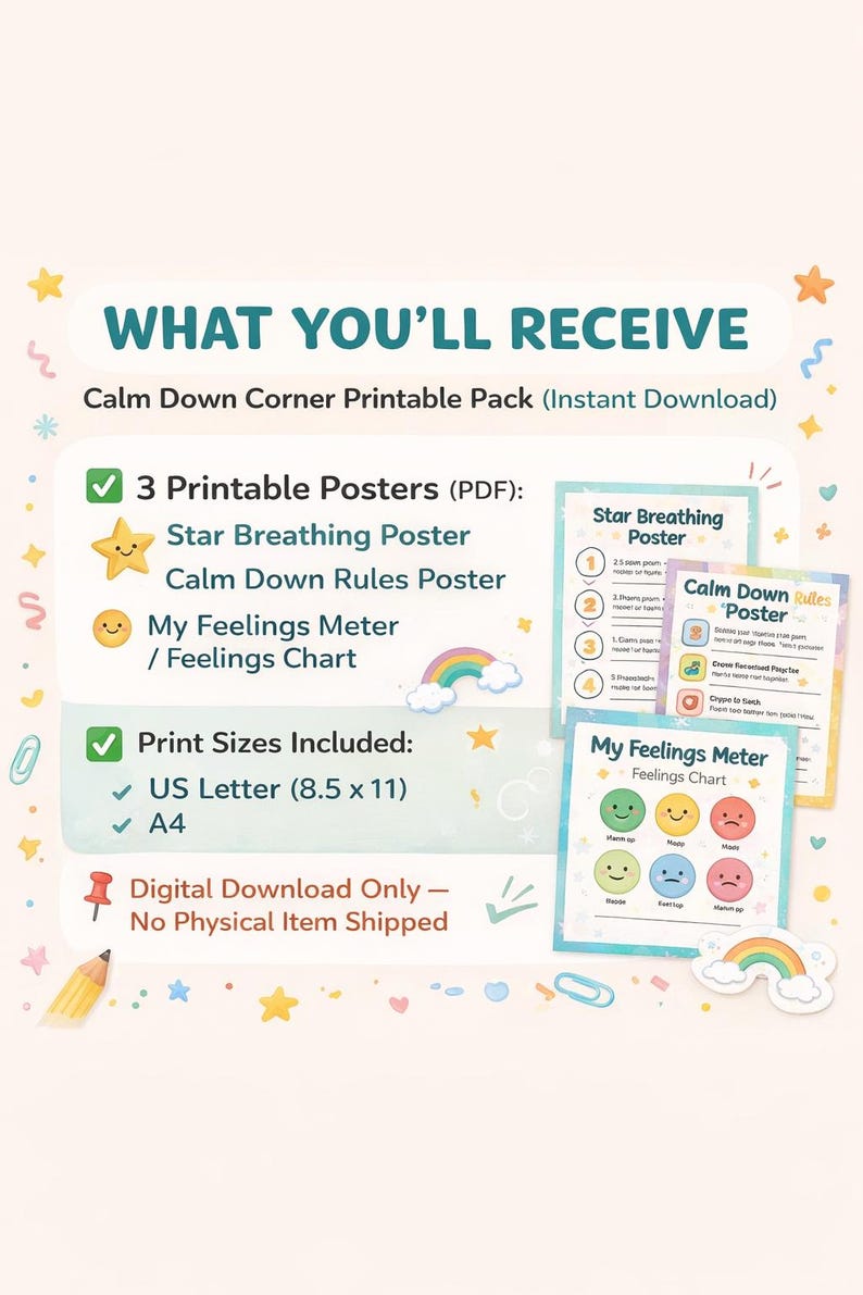 Calm Down Corner Printable Bundle | Kids Emotional Regulation, SEL ...