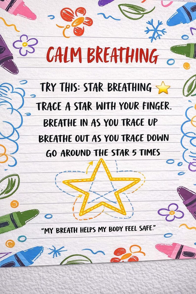 Star Breathing Poster for Kids | Calm Corner, SEL Activity (instant ...