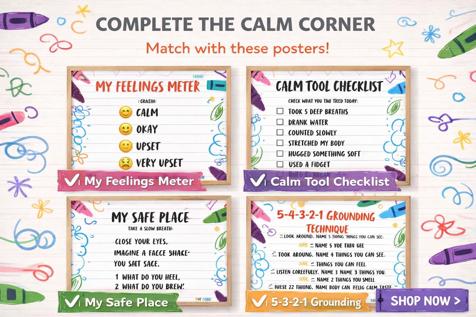 5-4-3-2-1 Grounding Technique Poster | Kids Calm Down Corner (instant ...