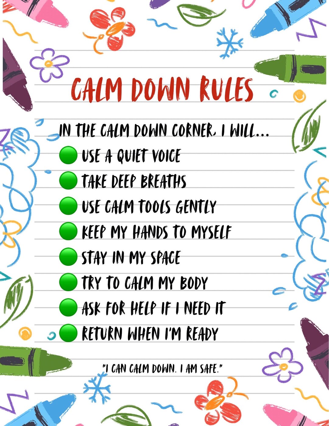 Calm Down Corner Rules Poster | Kids Emotional Regulation (instant ...