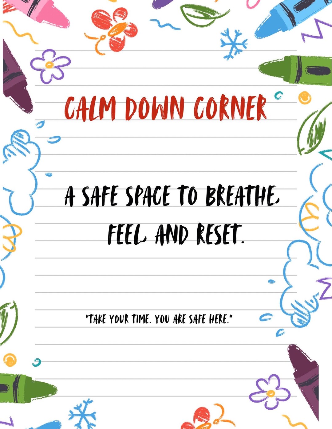 Calm Down Corner Kit | SEL Classroom Posters, Emotional Regulation ...