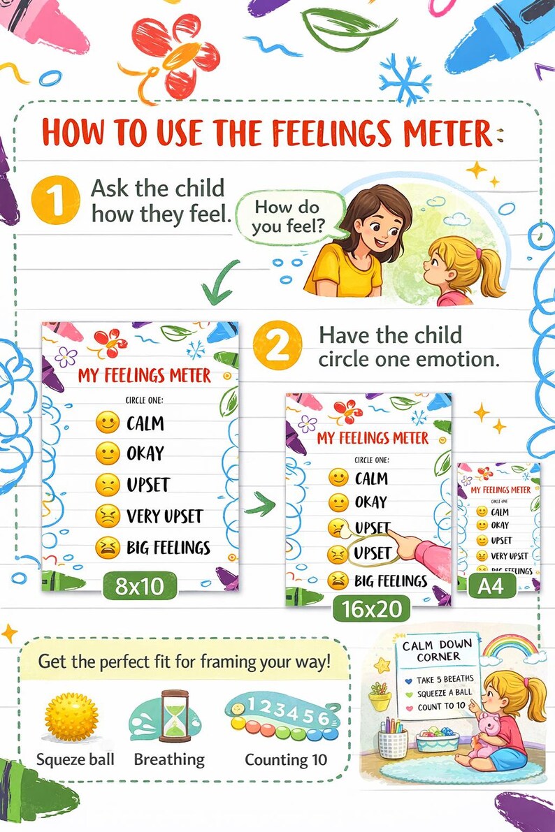 Kids Feelings Chart Poster | Emotional Regulation, Calm Down Corner ...