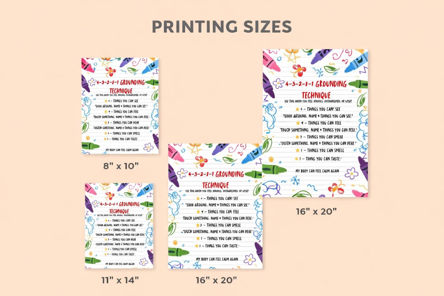 5-4-3-2-1 Grounding Technique Poster | Kids Calm Down Corner (instant ...