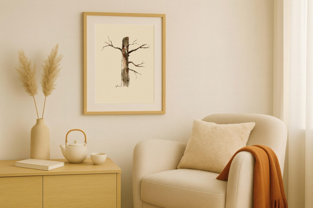 Minimalist Tree Trunk Wall Art Printable, Nature Illustration, Zen ...