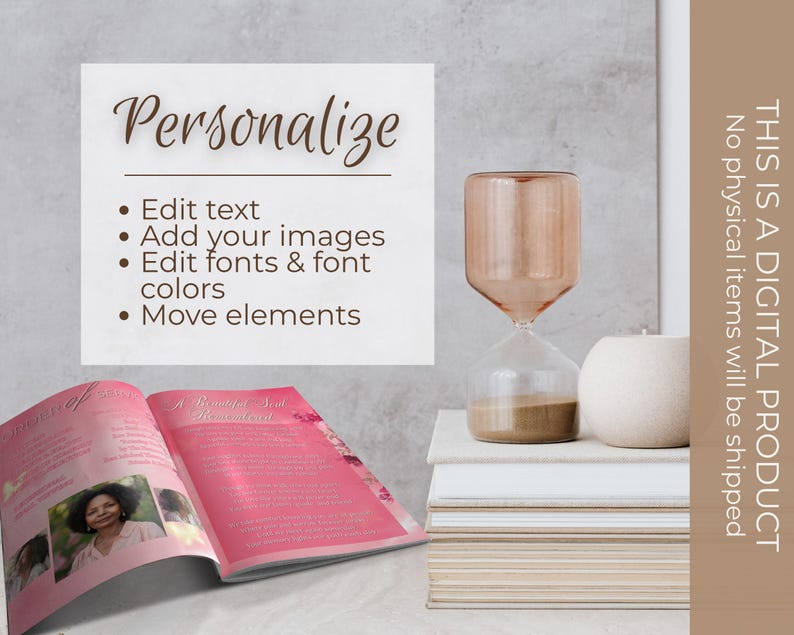 Elegant Funeral Program Template, Digital Download for Obituary Program ...