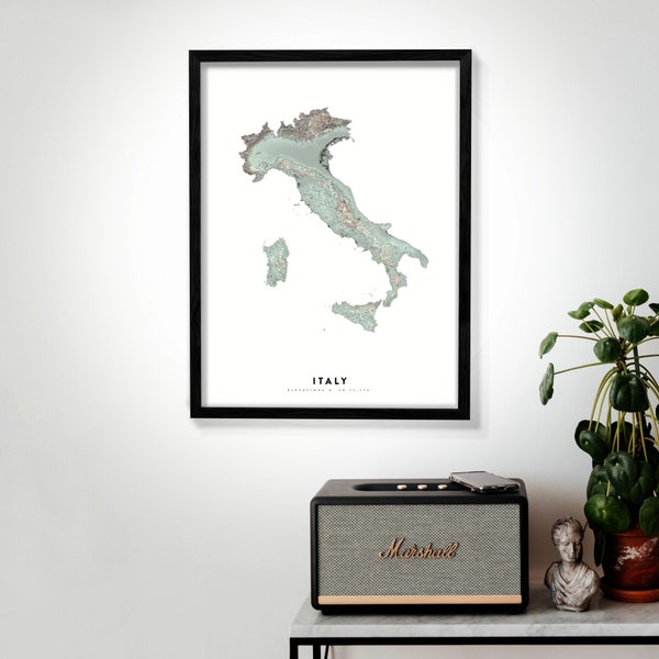 Topographic Map Italy - Etsy