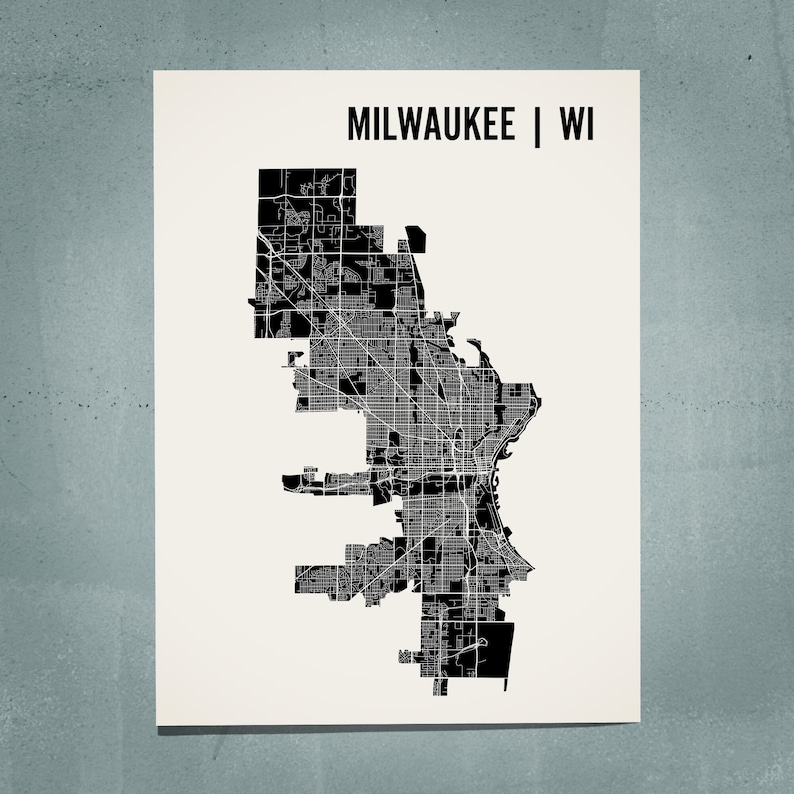 Milwaukee Map Milwaukee Wall Art Milwaukee Neighborhood | Etsy