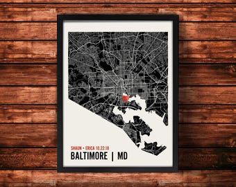 Original Funky Baltimore Poster Map Print Full of Fun and - Etsy