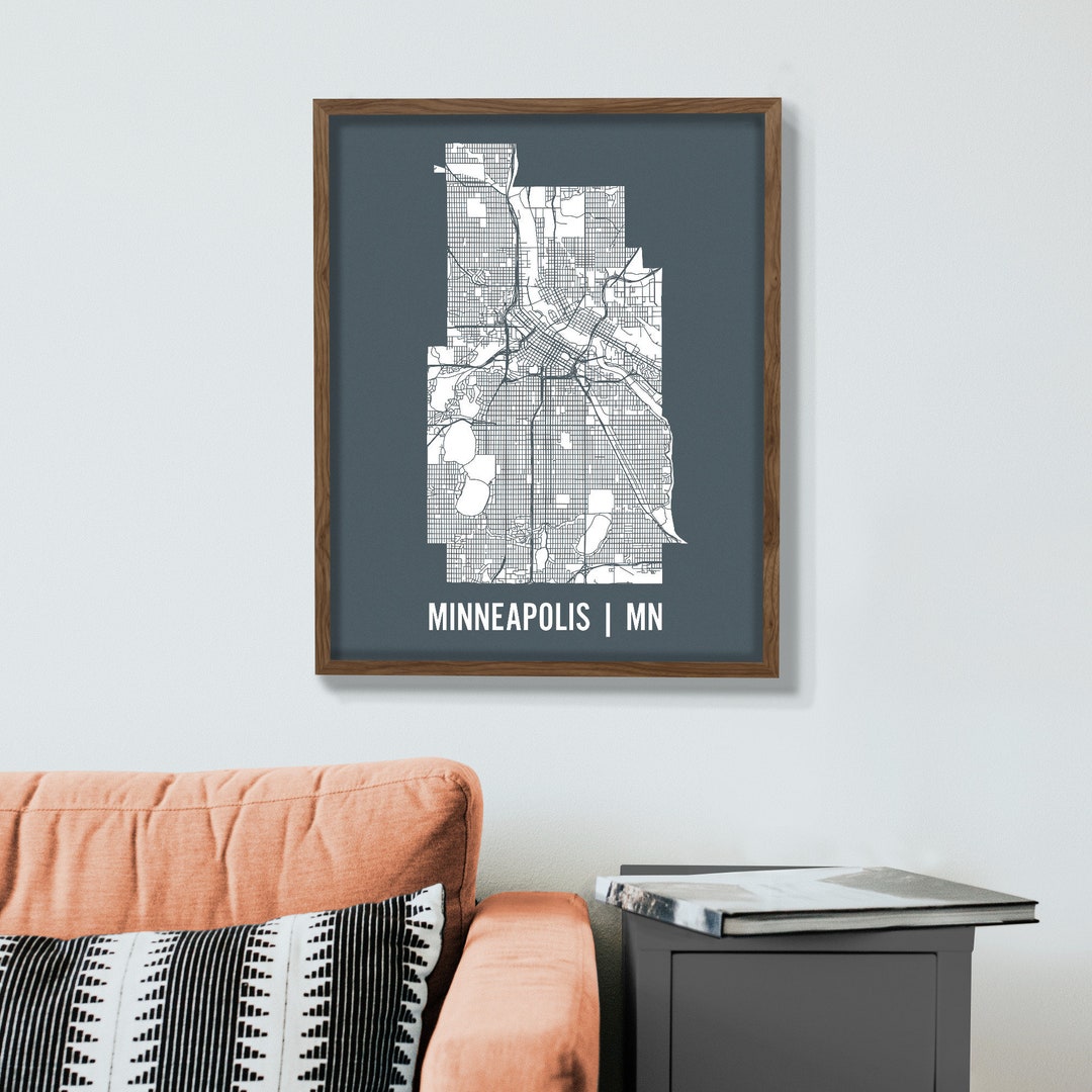 Minneapolis City Blueprint Map Poster, 16 X 20 Art Print of Minneapolis ...