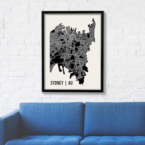 Sydney Map Sydney Wall Art Sydney Neighborhood Print | Etsy