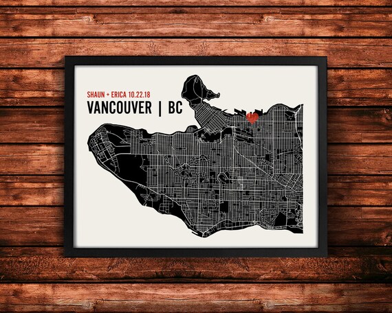 Personalized Vancouver City Map Art Print Custom Run Modern | Etsy