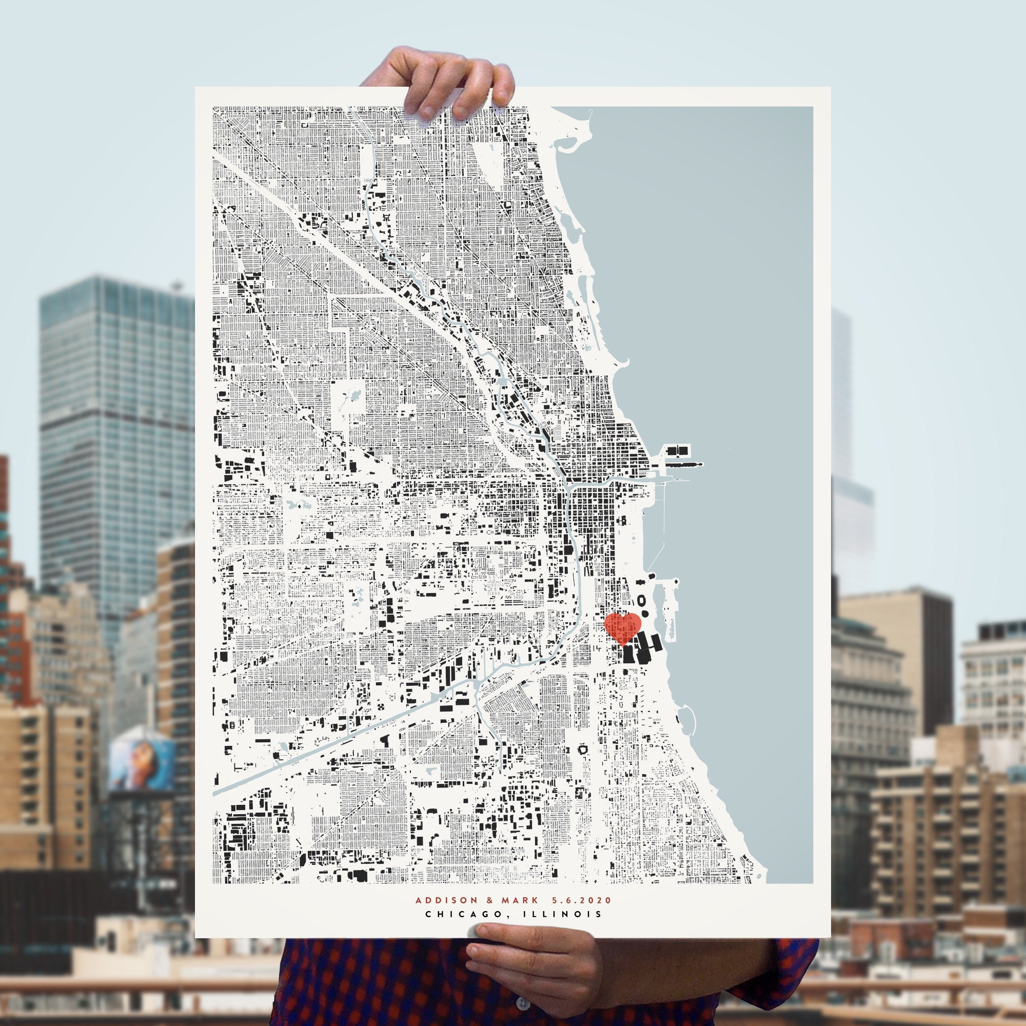 Personalized Chicago Building Art Print - Custom Run With Heart or Star ...