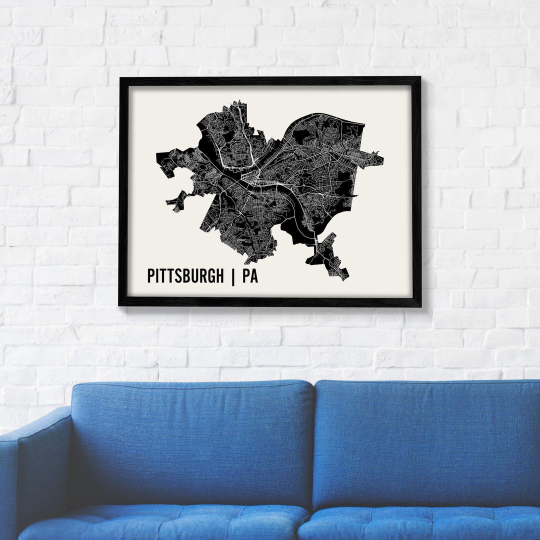 Pittsburgh Map | Pittsburgh Wall Art | Pittsburgh Neighborhood Print ...