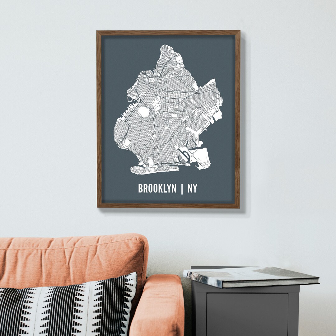 Brooklyn Map Print| Brooklyn Map Wall Art| Brooklyn Map Art | Map of ...