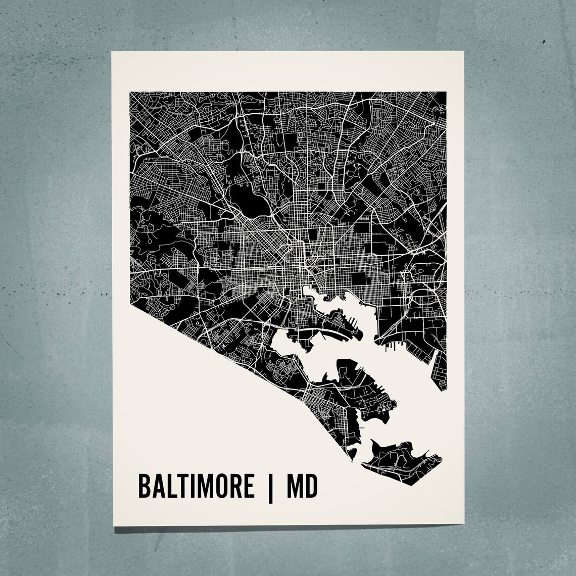Baltimore Map Baltimore Wall Art Baltimore Neighborhood | Etsy