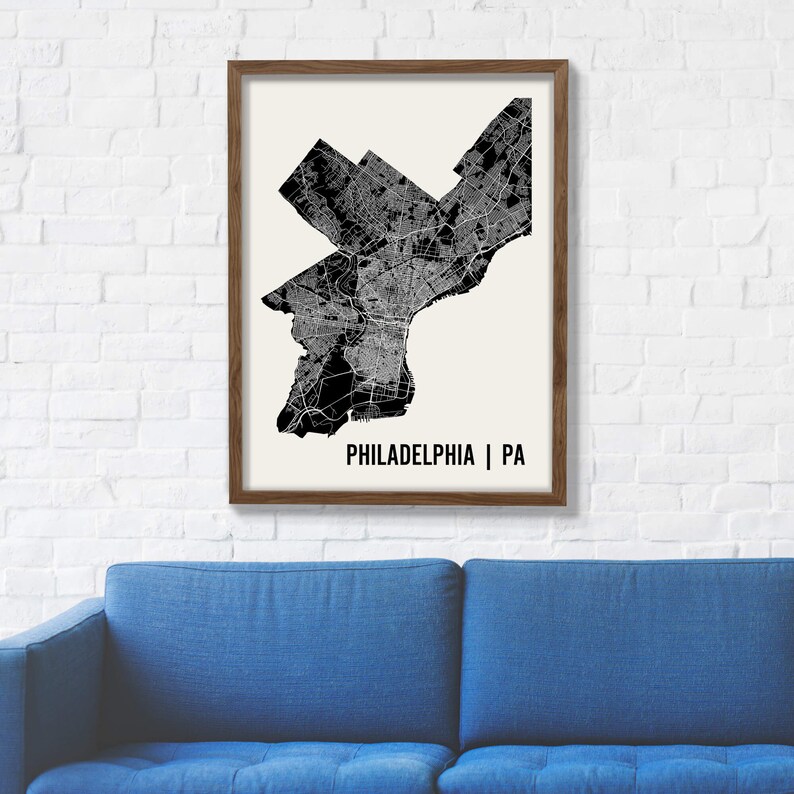 Philadelphia Map Philadelphia Wall Art Philadelphia - Etsy