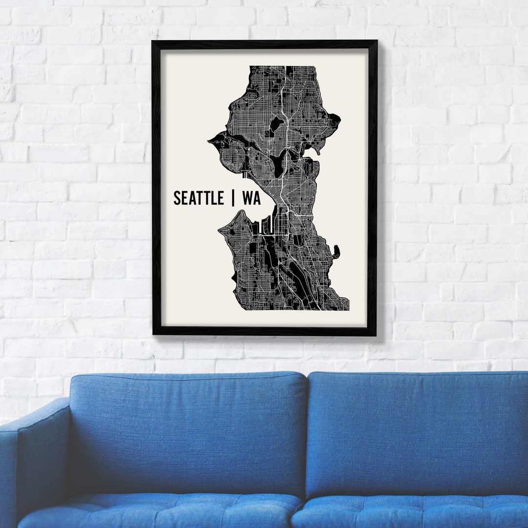 Seattle Map | Seattle Wall Art | Seattle Neighborhood Print | Seattle ...