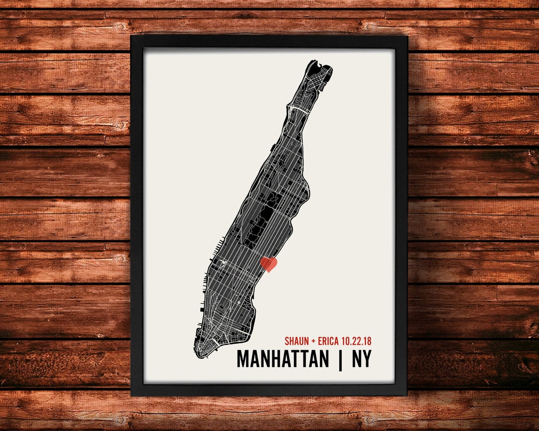Personalized Manhattan City Map Art Print - Custom Run Modern Wall ...