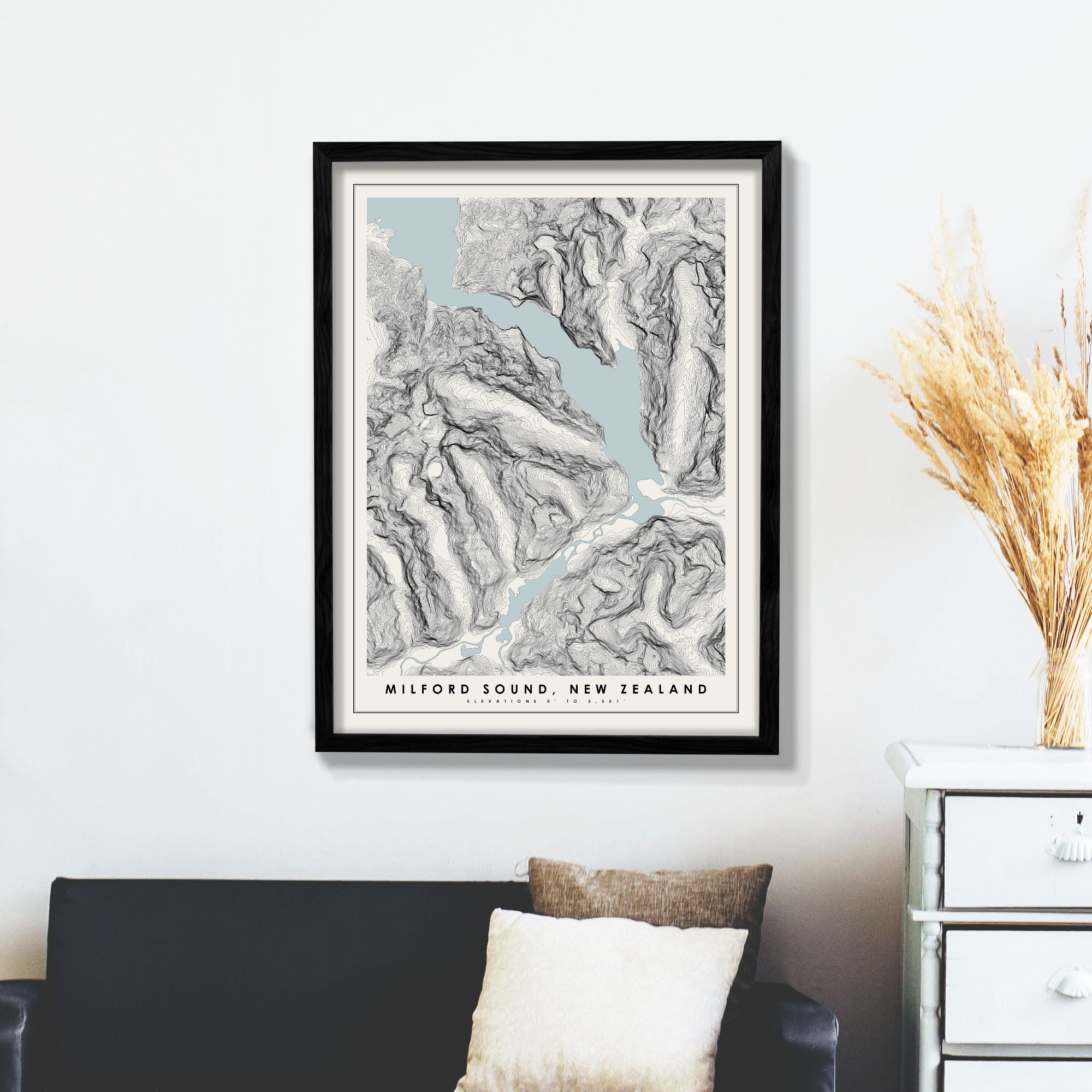 Milford Sound Map Milford Sound Topographic Print Milford - Etsy