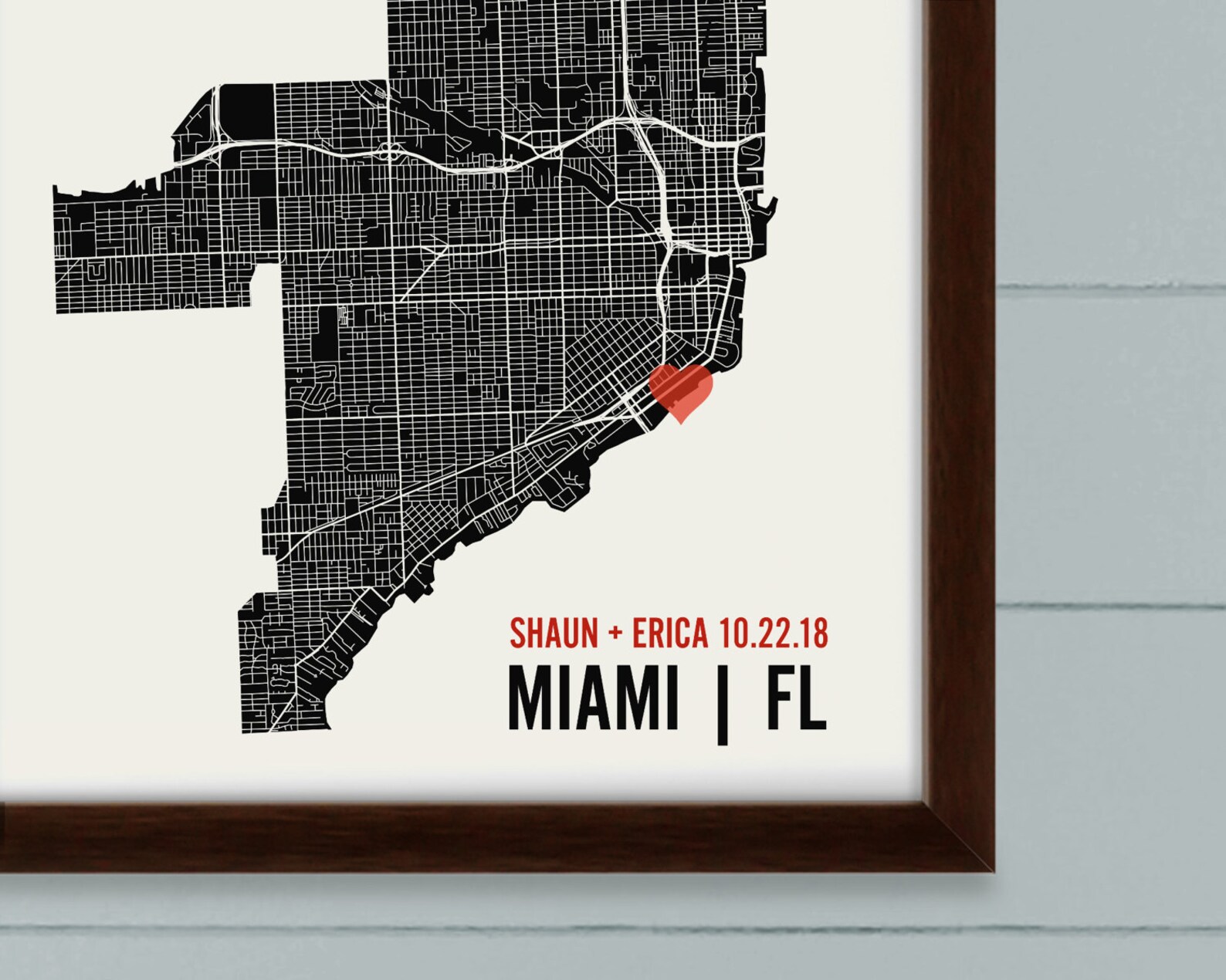Personalized Miami City Map Art Print Custom Run Modern Wall - Etsy