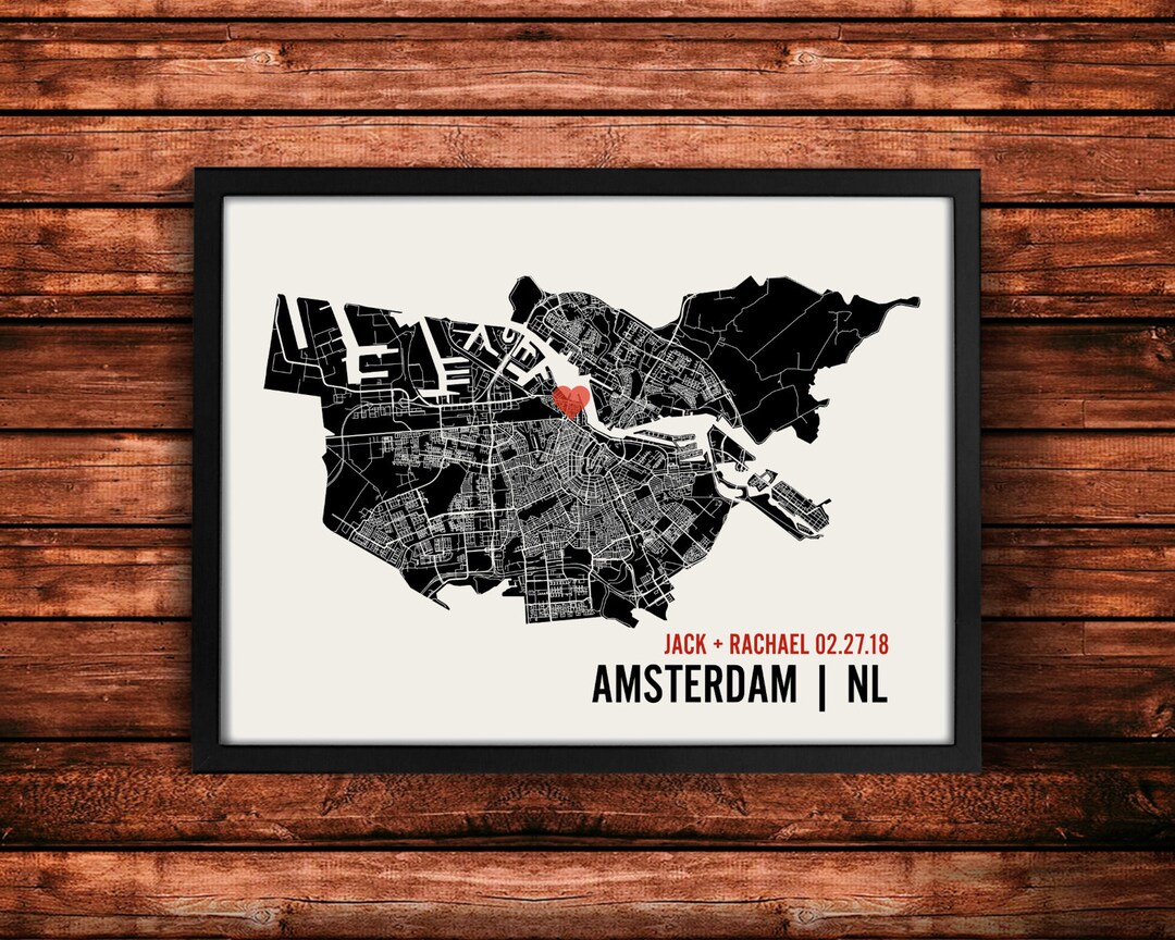 Personalized Amsterdam City Map Art Print - Custom Run Modern Wall ...