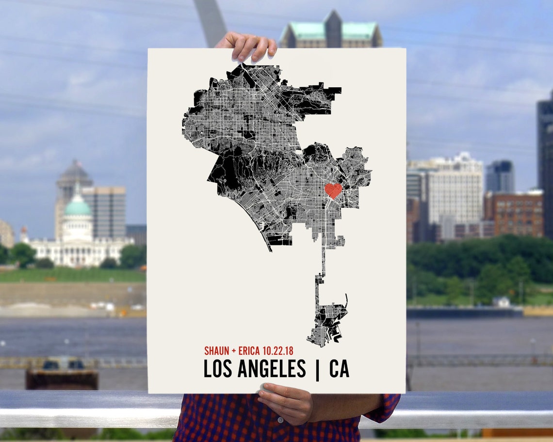 Personalized Los Angeles City Map Art Print Custom Run | Etsy