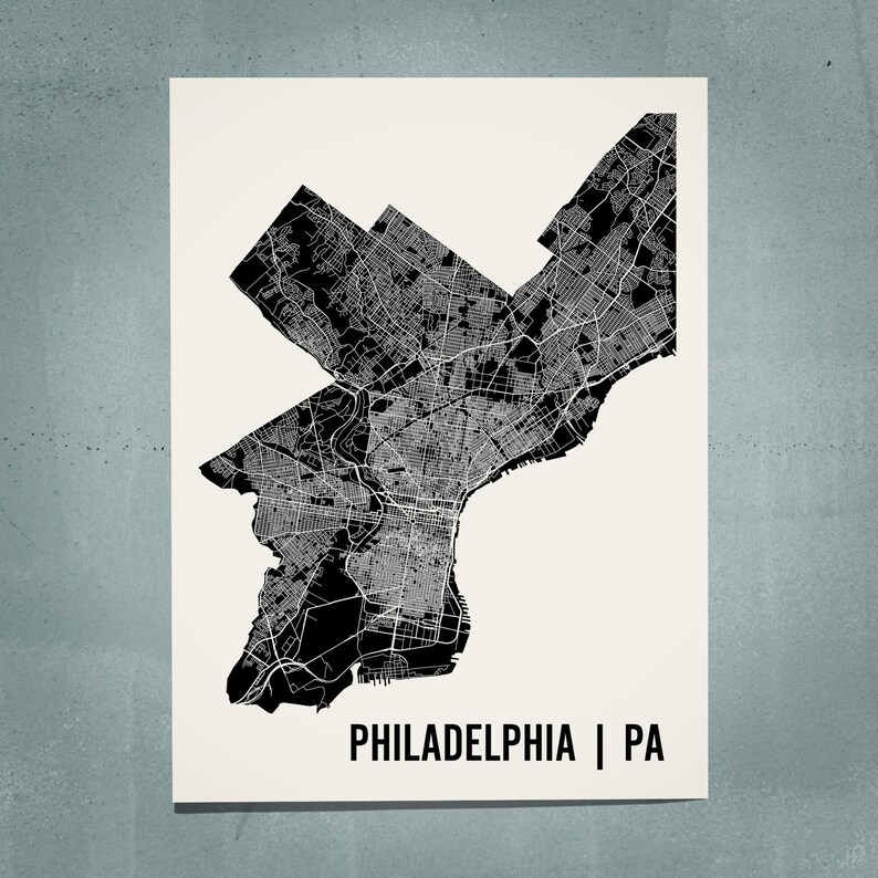 Philadelphia Map Philadelphia Wall Art Philadelphia - Etsy