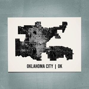 Oklahoma City Map Oklahoma City Wall Art Oklahoma City Neighborhood ...