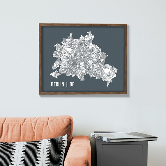 Berlin City Blueprint Map Poster 16 x 20 Art Print of Berlin | Etsy