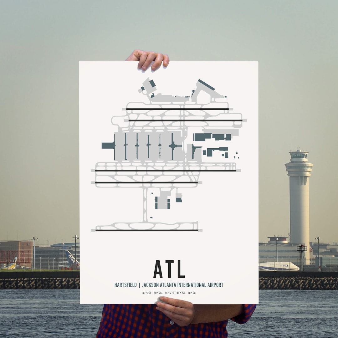Atlanta Hartsfield Airport Map Wall Art Print - Etsy
