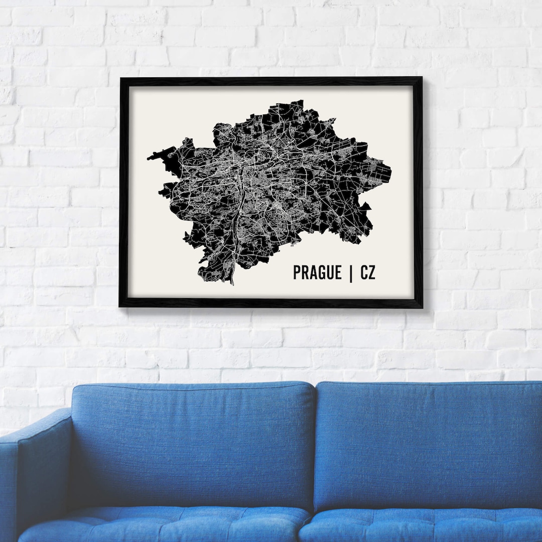 Prague Map | Prague Wall Art | Prague Neighborhood Print | Prague Art ...