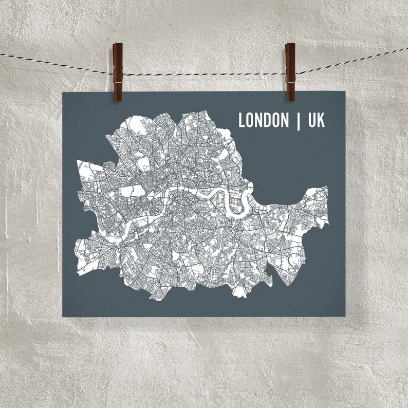 London City Blueprint Map Poster 16 X 20 Art Print of London - Etsy