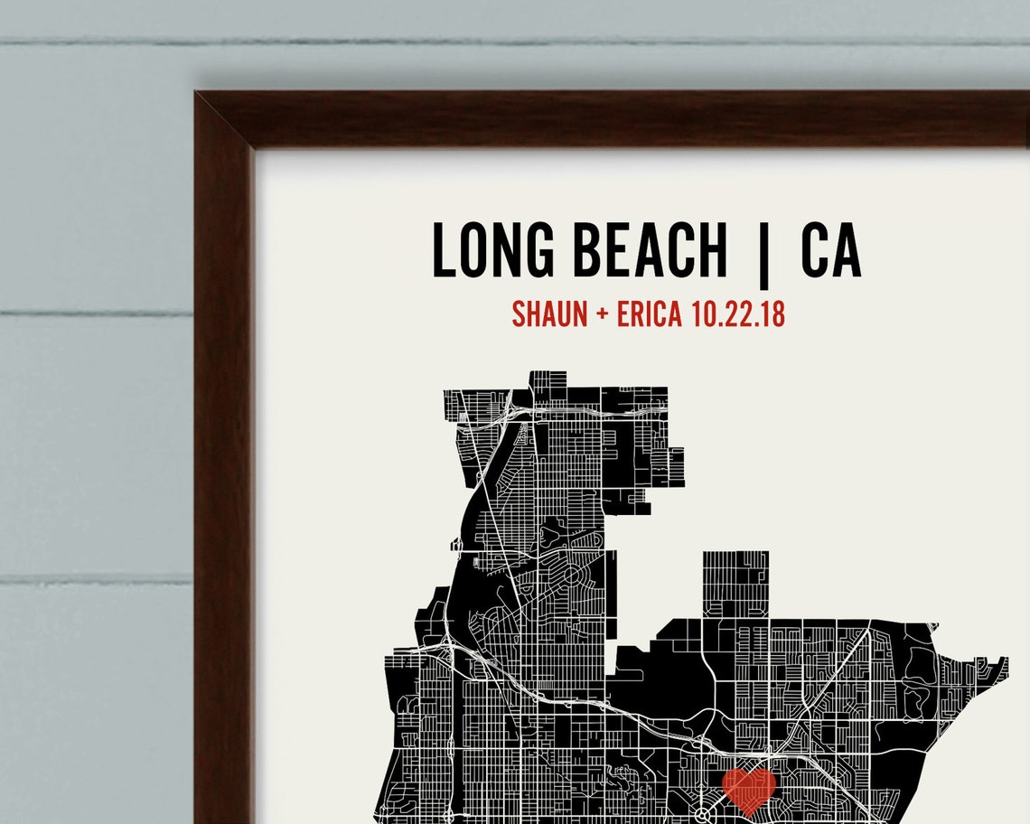Personalized Long Beach City Map Art Print - Custom Run Modern Wall ...