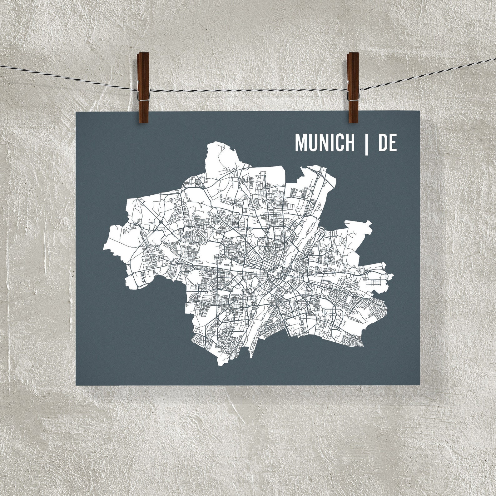 Munich City Blueprint Map Poster 16 X 20 Art Print of Munich - Etsy