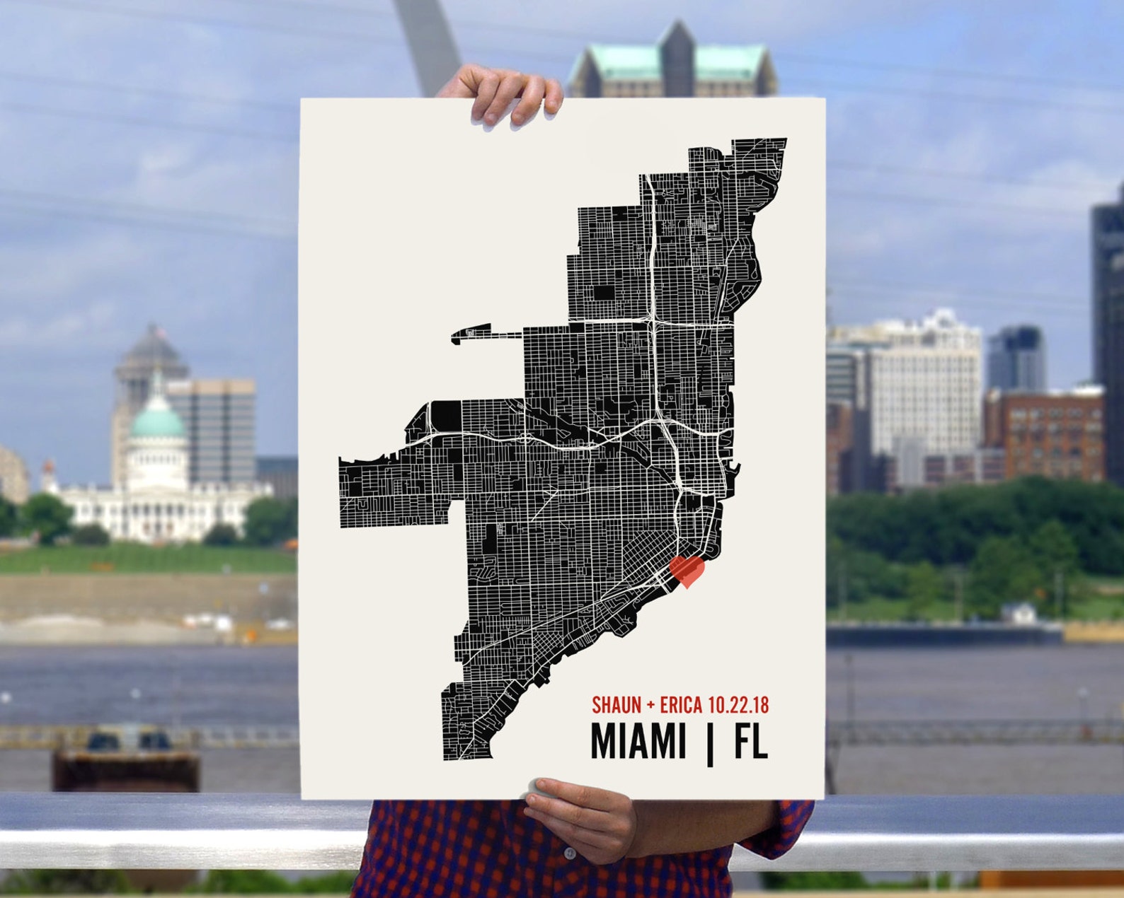 Personalized Miami City Map Art Print Custom Run Modern Wall - Etsy