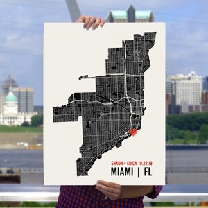 Personalized Miami City Map Art Print - Custom Run Modern Wall Poster ...