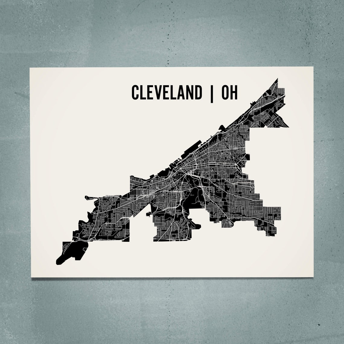 Cleveland Map Cleveland Wall Art Cleveland Neighborhood | Etsy