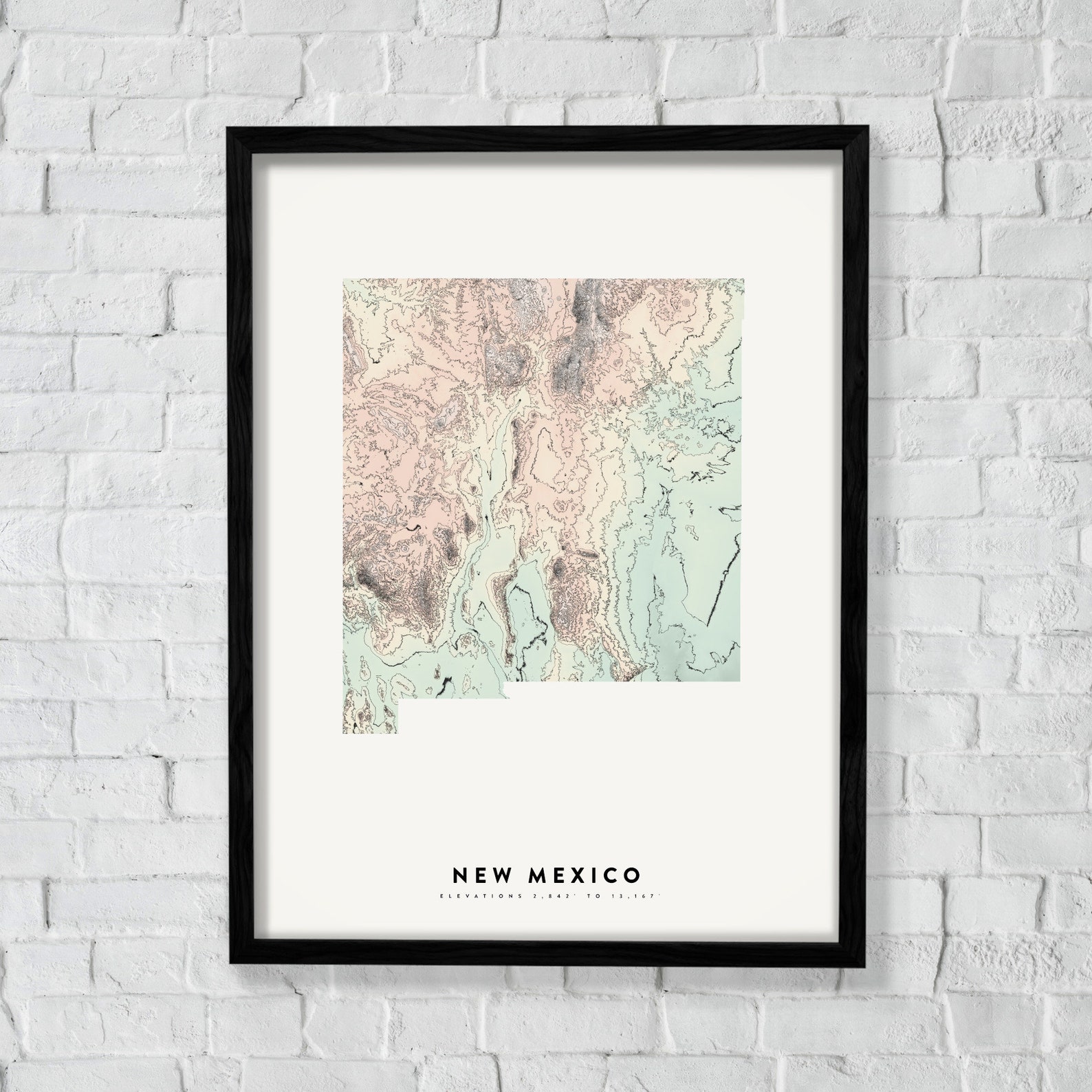 New Mexico Wall Art Relief Map Print Modern Topographic | Etsy