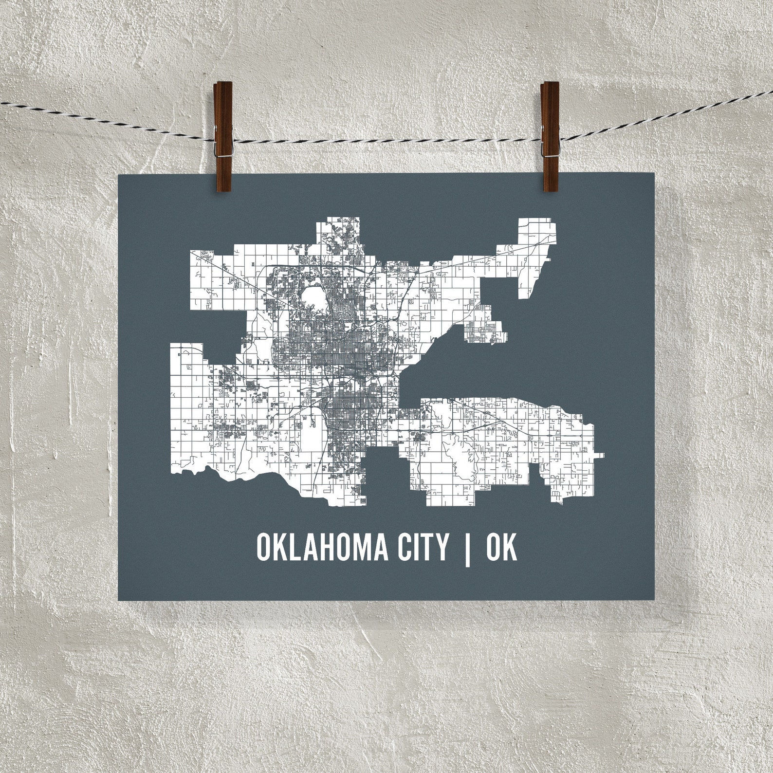 Oklahoma City Blueprint Map Poster 16 X 20 Art Print of | Etsy