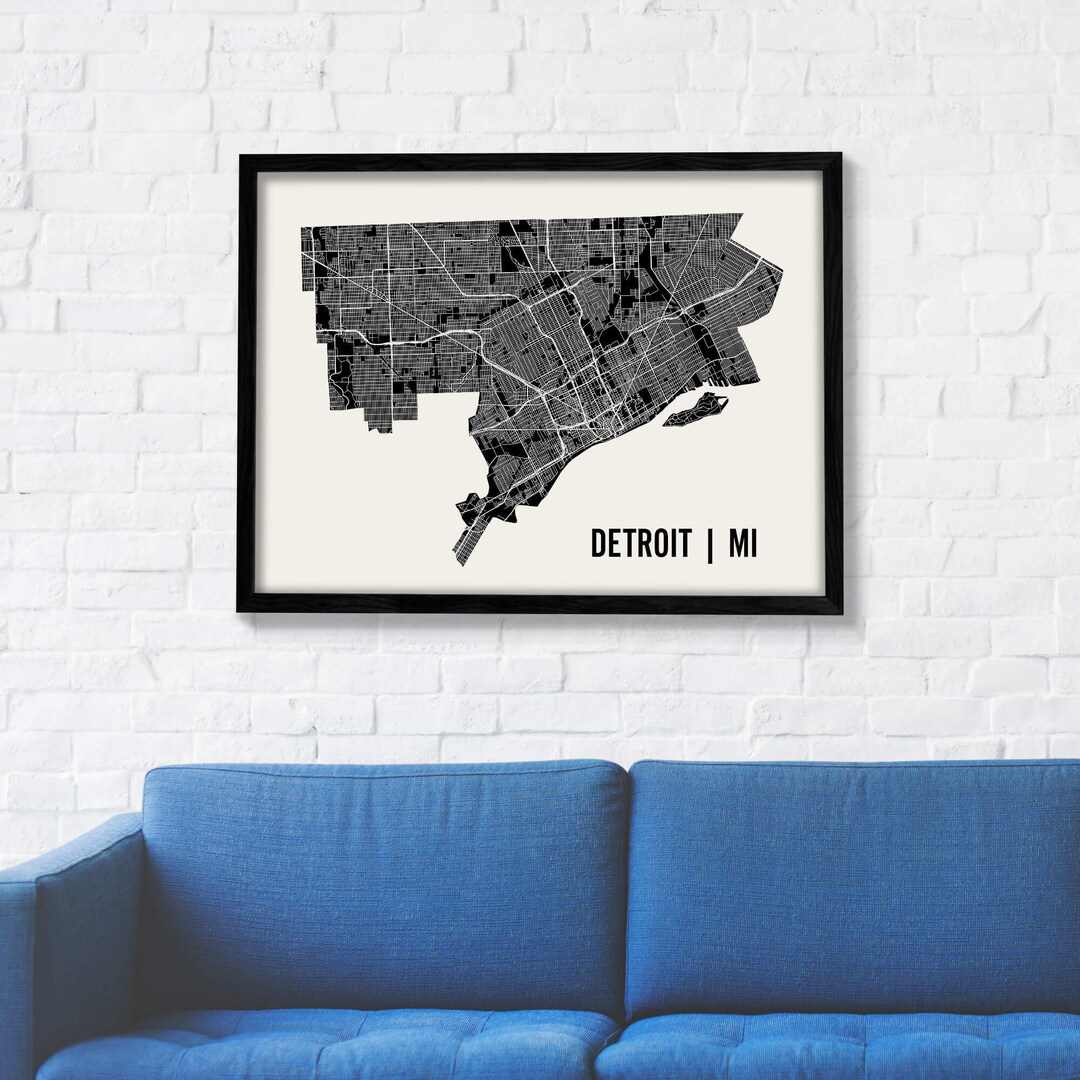 Detroit Map | Detroit Wall Art | Detroit Neighborhood Print | Detroit ...