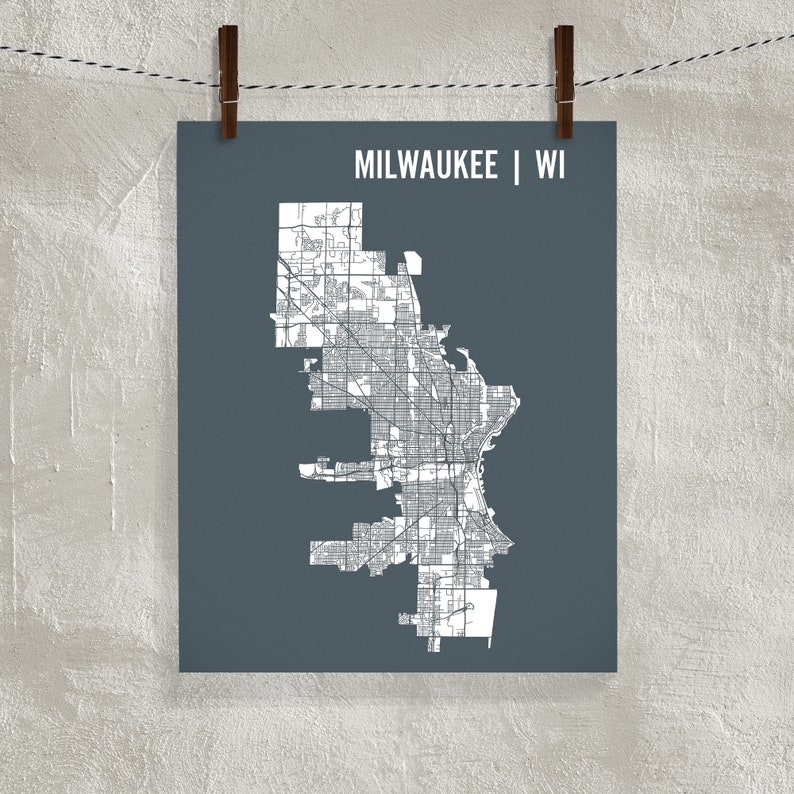 Milwaukee City Blueprint Map Poster 16 x 20 Art Print of | Etsy