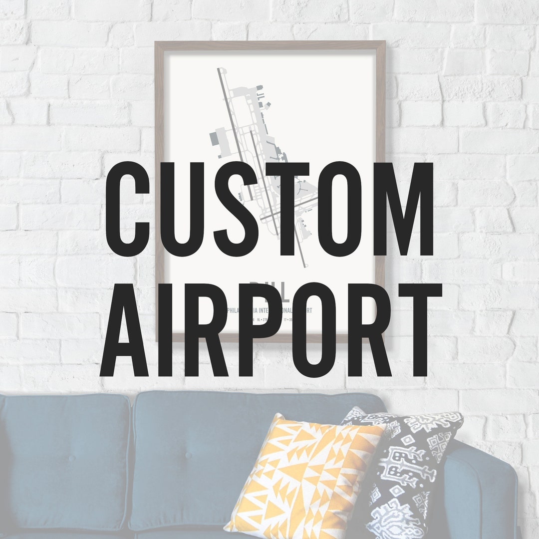 Custom Airport Map Art Print - Any Airport in the United States - Etsy